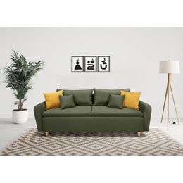 Schlafsofa Inosign, B:235cm H:97cm T:95cm, grün, 100%Polyester, Kinderzimmer, Sofas, "Anika", mit Boxspringaufbau, Bettfunktion & Bettkasten,