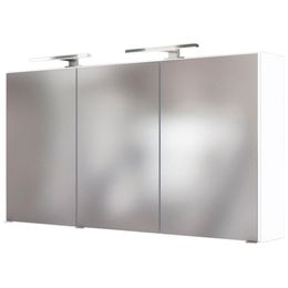 Spiegelschrank Welltime, B:120cm H:64cm T:20cm, weiß, Holzwerkstoff, Badezimmer, Schränke, "Baabe", 120 cm breit, inkl. Beleuchtung, Schalter und