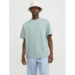 Jack & Jones JACK & JONES Herren Oversize-Shirt "JORSANTORINI BACK TEE SS CREW NECK SN", grau, Basic, Gr. S, Jersey, Obermaterial: 100% Baumwolle, Shirts