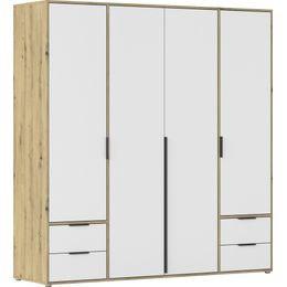 Drehtürenschrank Rauch, B:187cm H:194cm T:53cm, weiß, Holzwerkstoff, Schränke, "Kleiderschrank Schrank Garderobe Wäscheschrank NAGATA viel Stauraum",