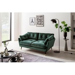 2-Sitzer TRENDS BY HG, B:167cm H:84cm T:93cm, grün, 100% Polyester, Sofas, "Amira", mit Strasssteinen und goldfarben Applikationen