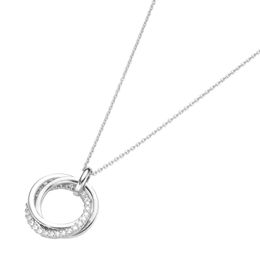 Smart Jewel Damen Kette mit Anhänger "3 Ringe verschlungen, Zirkoina Steine, Silber 925", 45cm, Silber 925 (Sterlingsilber), weiß, Silber 925