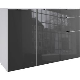 Kombikommode wimex, B:122cm H:84cm T:41cm, wei&szlig;, Spanplatte, Schlafzimmer, Sideboards, "Level36 C by fresh to go", mit Glaselementen auf der Front,
