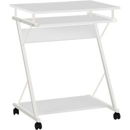 Computertisch Inosign, B:60cm H:73cm T:48cm, weiß, Tische, "ERVIE, Rolltisch, Laptoptisch", stabiles Metallgestell, mit Tastaturauszug, 60x73 cm