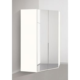 Eckkleiderschrank wimex, B:90cm H:236cm T:56cm, weiß, Schränke, "New York", mit Spiegeltüren und LED Leuchte
