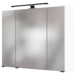 Spiegelschrank Welltime, B:80cm H:64cm T:20cm, wei&szlig;, Holzwerkstoff, Badezimmer, Schr&auml;nke, "Luena", Breite 80 cm, mit 3D-Effekt, dank drei Spiegelt&uuml;ren
