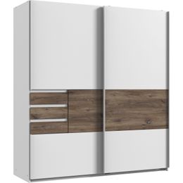 Schwebetürenschrank wimex, B:180cm H:198cm T:65cm, weiß, Holzwerkstoff, Spanplatte, Schränke, "Bamberg", inklusive 5 Regalböden und 1 Kleiderstange