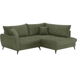Ecksofa MR. COUCH, B:230cm H:71cm T:190cm, grün, Stripes (92% Polyester / 8% Nylon), Wohnzimmer, Sofas, "Blackburn II L-Form", Wahlweise mit