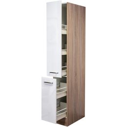 Apothekerschrank Flex-Well, B:30cm H:200cm T:57cm, wei&szlig;, Holzwerkstoff, K&uuml;che, Schr&auml;nke, "Florenz", (B x H x T) 30 x 200 x 57 cm, mit 5 Ablagen