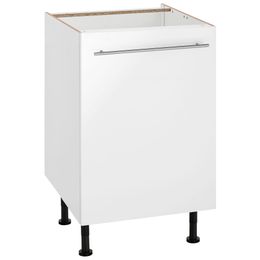 Spülenschrank Optifit, B:50cm H:87cm T:58,4cm, weiß, Küche, Schränke, "Bern", 50 cm breit, mit 1 Tür, mit höhenverstellbaren Füßen, mit Metallgriff