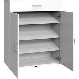 Schuhkommode wimex, B:80cm H:98cm T:40cm, weiß, Holzwerkstoff, Spanplatte, Sideboards, "Multiraumkonzept", Schubkästen auf Metallschienen