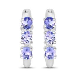VIRA JEWELS Damen Paar Creolen "Silber 925 rhodiniert mit 6 nat&uuml;rlichen violetten Tansaniten", one-size, 1,02, Silber 925 (Sterlingsilber), wei&szlig;,