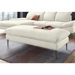 Hocker W.Schillig, B:151cm H:45cm T:71cm, weiß, Chenille-Flachgewebe R66 (85% Polyester, 15% Nylon);Longlife Xtra-Leder Z59: Glattleder mit modischer