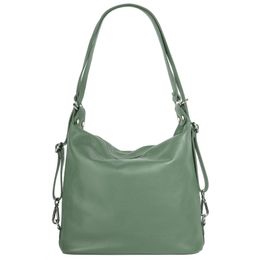 Samantha Look Damen Shopper, grün, Leder, leicht glänzend, unifarben, Taschen, echt Leder, Made in Italy