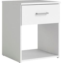 Nachtkommode Inosign, B:37,6cm H:47,5cm T:35,95cm, weiß, Spanplatte, Sideboards, "Spce", Mit grauem Stangengriff, einfache Selbstmontage, für