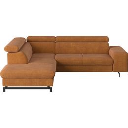 Ecksofa COTTA, B:262cm H:97cm T:215cm, braun, Wohnzimmer, Sofas, "Emma L-Form", mit Kopfteilverstellung, wahlweise mit Bettfunktion & Bettkasten