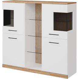 Highboard Home Affaire, B:120cm H:112cm T:35cm, weiß, FSC-zertifizierter Holzwerkstoff, Massivholz, Wohnzimmer, Sideboards, "Ribe,120cm breit,112cm