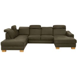 Wohnlandschaft Home Affaire, B:338cm H:86cm T:219cm, grün, Luxus-Microfaser Lederoptik (100% Polyester), Sofas, "Dundee U-Form", wahlweise mit