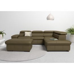 Ecksofa Home Affaire, B:272cm H:73cm T:226cm, gr&uuml;n, Luxus-Microfaser Lederoptik (100% Polyester);Luxus-Microfaser weich (9)0% Polyester / 10%