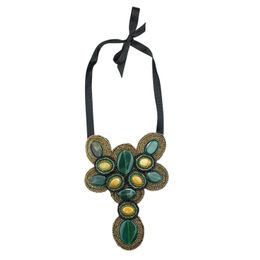 Damen Statementkette "Raya", gr&uuml;n, Basic, Collezione Alessandro, Bernstein, Halsketten, opulente Statementkette mit gro&szlig;en Achaten