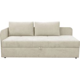 Schlafsofa Alina, B:205cm H:73cm T:95cm, weiß, Struktur fein XBO (100% Polyester), Kinderzimmer, Sofas, "Marla", inkl. Stauraum & 2 Rückenkissen,