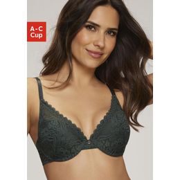 s.Oliver Damen Push-up-BH "Danielle", Gr. 70, grün, Spitze, Obermaterial: 60% Polyamid, 35% Polyester, 5% Elasthan, BHs, aus dezent transparenter