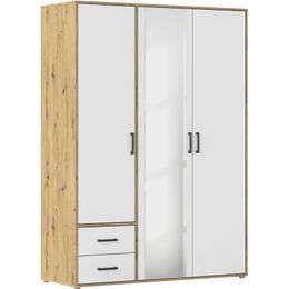 Drehtürenschrank Rauch, B:140cm H:194cm T:53cm, weiß, Holzwerkstoff, Schränke, "Kleiderschrank Schrank Garderobe Wäscheschrank VOYAGER", mit modernen