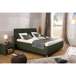Polsterbett Alina, B:158cm H:116cm L:217cm, grün, Microfaser GDU (100% Polyester), Betten, "Nadina", wahlweise mit Matratze und Lattenrost, in