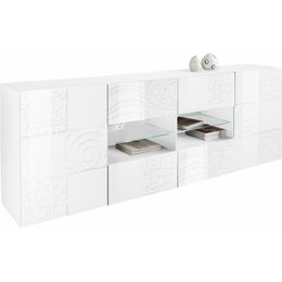 Sideboard Inosign, wei&szlig;, Wohnzimmer, Sideboards, "Miro", Breite 241 cm mit dekorativem Siebdruck