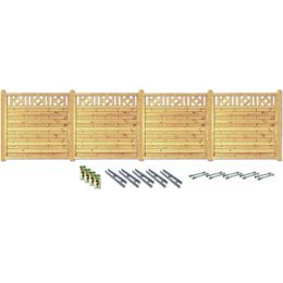 Konifera Sichtschutzelement "ANAHEIM", H/L: 180cm x 7,65m, Pfosten: 5 Stk., gr&uuml;n, Garten, Zaunelemente, aufgelockerte Optik in starkem Rahmen,