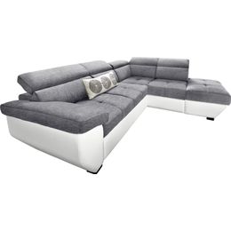 Ecksofa COTTA, B:262cm H:79cm T:102cm, grau, Kunstleder SOFTLUX / Struktur (100% Polyester);Edles Flachgewebe (100% Polyester) / Feine Struktur (100%