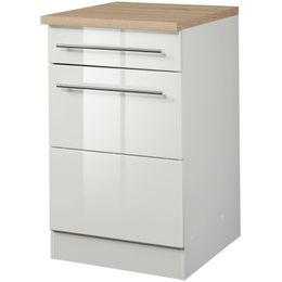 Unterschrank KOCHSTATION, B:50cm H:85cm T:60cm, weiß, Holzwerkstoff, MDF, Küche, Schränke, "KS-Wien", Breite 50 cm, mit 1 Tür und 1 Schubkasten