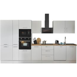 K&uuml;chenzeile, B:370cm H:211cm T:60cm, wei&szlig;, BASIC BY BALCULINA, Komplettk&uuml;chen-Sets, "Turin", Breite 370 cm, wahlweise mit E-Ger&auml;ten