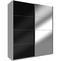 Schwebetürenschrank wimex, B:135cm H:210cm T:65cm, schwarz-weiß, Schränke, "Easy", mit Glas und Spiegel