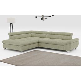 Ecksofa COTTA, B:312cm T:234cm, gr&uuml;n, Wohnzimmer, Sofas, "Gemini L-Form", mit Kopfteilverstellung, wahlweise mit Bettfunktion