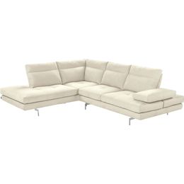Ecksofa Calia italia, B:228cm H:90cm T:232cm, weiß, Mikrofaser mit Nubuk Optik (100% Polyester), Wohnzimmer, Sofas, "Toby Wing, L-Form,