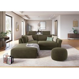 Sit & More Ecksofa SIT & MORE, B:243cm H:80cm T:198cm, grün, Samtoptik (100% Polyester);Soft clean (98% Polyester, 2% Polyamid);Struktur fein (100% Polyester),