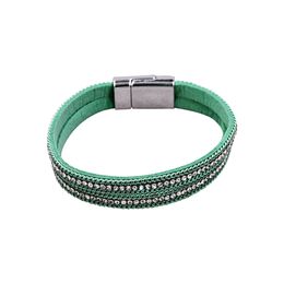 Steuer Damen Armband "Velours Armband t&uuml;rkis mit Strass", 19cm, Metall, gr&uuml;n, Metall, Armb&auml;nder
