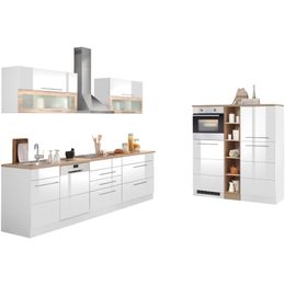 Küchenzeile KOCHSTATION, B:440cm T:60cm, weiß, Komplettküchen-Sets, "KS-Wien", Breite 440 cm, wahlweise mit E-Geräten und Induktion