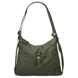 Samantha Look Damen Shopper, grün, Leder, Taschen, echt Leder, Made in Italy