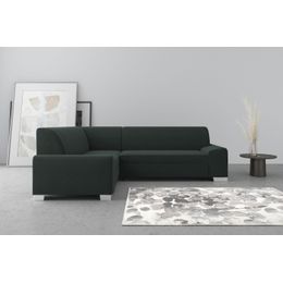 Ecksofa DOMO collection, B:259cm H:85cm T:191cm, grün, Wohnzimmer, Sofas, "Anzio in kubischer Formensprache, flache Armlehnen, L-Form", Wahlweise mit