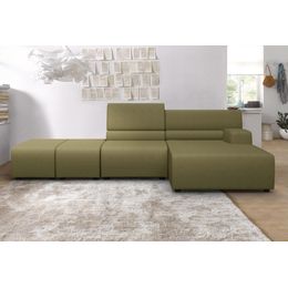 Ecksofa Egoitaliano, B:384cm H:80cm T:98cm, grün, Luxus-Micofaser Lederoptik (100% Polyester) ist ein neues technisches Gewebe mit einem visuellen