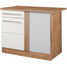 Eckunterschrank KOCHSTATION, B:110cm H:85cm T:60cm, weiß, Spanplatte, Küche, Schränke, "KS-Wien", Breite 110 cm