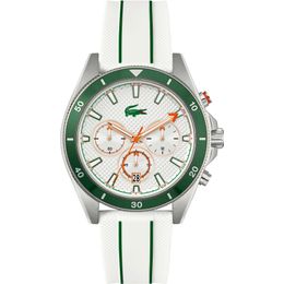 Lacoste Herren Chronograph "MAINSAIL", weiß, Armbanduhren, Armbanduhr, Quarzuhr, Herrenuhr, Tag, Stoppfunktion, Silikonarmband