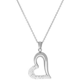 Firetti Damen Herzkette "Halskette Schmuck Geschenk funkelndes Herz "LIEBE"", Edelstahl, L: 50, weiß, Edelstahl, Halsketten, mit Kristallstein