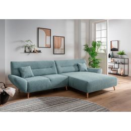 Ecksofa Inosign, B:290cm H:81cm T:166cm, grün, 100% Polyester, Wohnzimmer, Sofas, "Drago, elegant und zeitlos, komfortabel, Holzfuß, L-Form", frei im