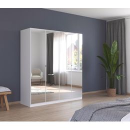 Dreht&uuml;renschrank Rauch, B:181cm H:197cm T:54cm, wei&szlig;, Holzwerkstoff, Schr&auml;nke, "Reflect", mit Spiegelfront, inkl. praktischer Inneneinteilung und