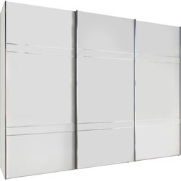 Schwebetürenschrank Wiemann, B:295,2cm H:236cm T:67cm, weiß, Schränke, "Rialto", hochwertige Glasfront mit Querriegeln