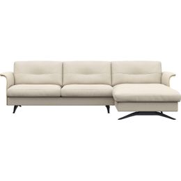 Ecksofa FLEXLUX, B:273cm H:81cm T:158cm, weiß, 100% Echteder, Wohnzimmer, Sofas, "Glow, super bequem durch hochwertigem Sitzaufbau mit Federkern,