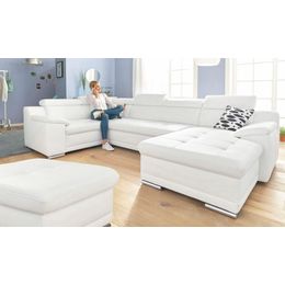 Sit & More Wohnlandschaft SIT & MORE, B:336cm H:93cm T:193cm, weiß, Kunstleder SOFTLUX;Struktur ( 100% Polyester), Sofas, "Top Andiamo U-Form", mit